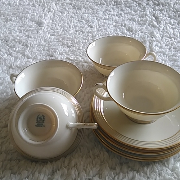 Lenox | Dining | Set Of 4 Lenox Cups Sauces Rare Blue Green Mark | Poshmark
